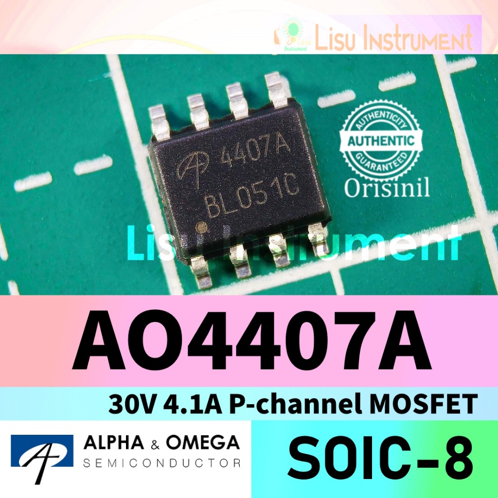 Jual AO4407A 30V 4.1A P-channel MOSFET AO4407 4407A SOIC-8 Alpha & Omega ORIGINAL | Shopee Indonesia