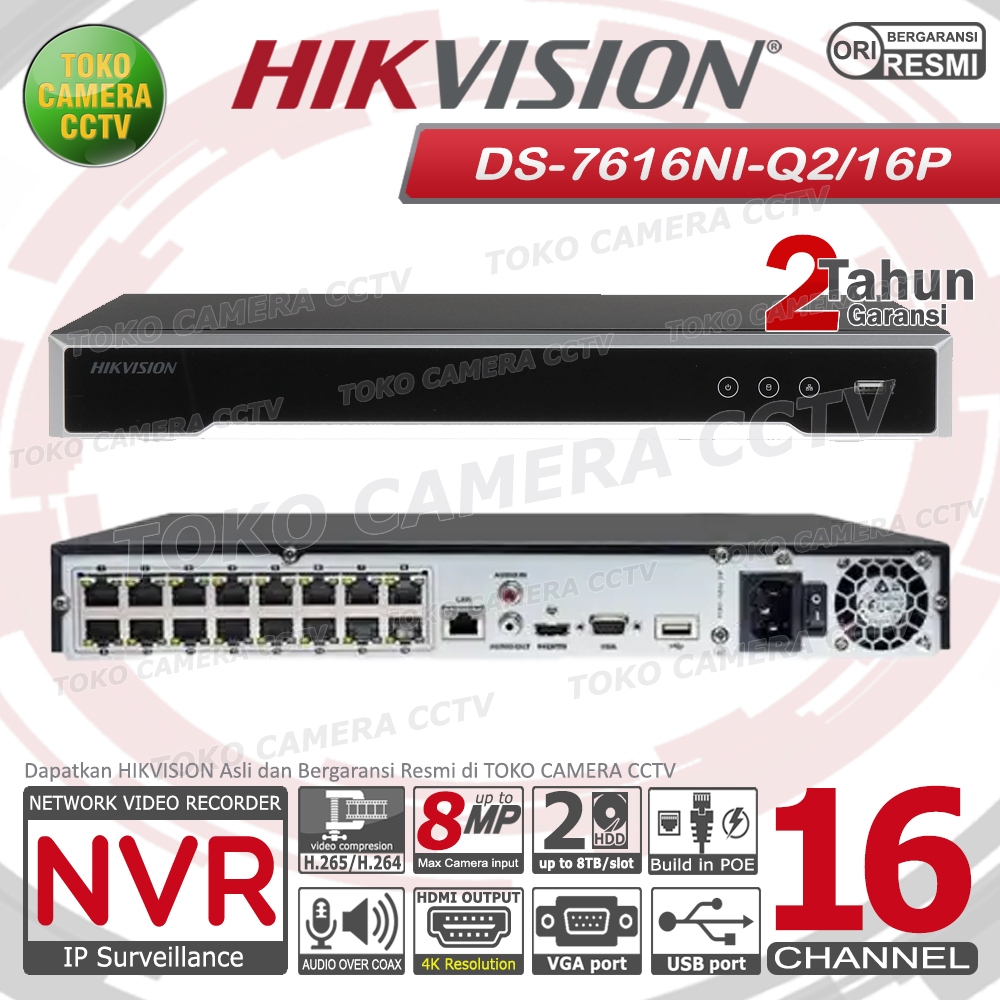 Jual NVR 16 CHANNEL HIKVISION DS-7616NI-Q2-16P POE | Shopee Indonesia