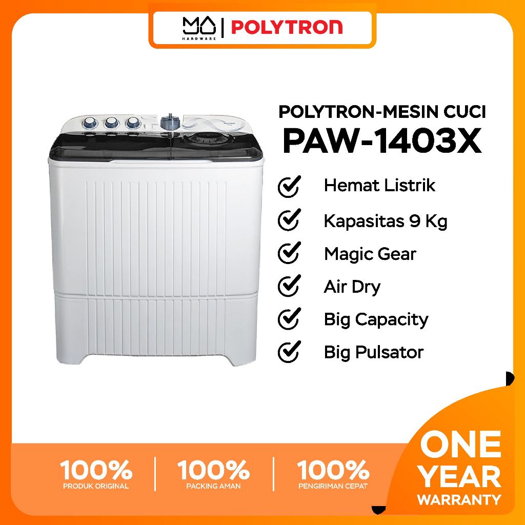 Jual POLYTRON Mesin cuci Primadona Giant 2 tabung 14 Kg PWM 1403X ...
