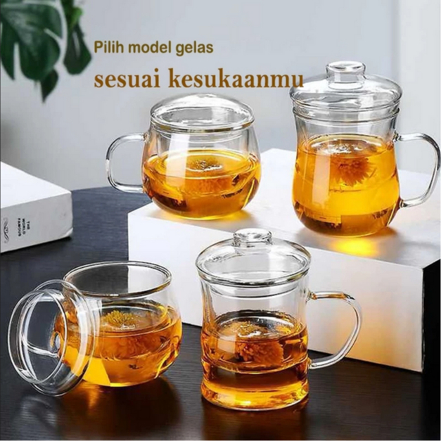 Jual Gelas Kaca Glass Infuser Teapot Aesthetic / gelas teh dengan ...