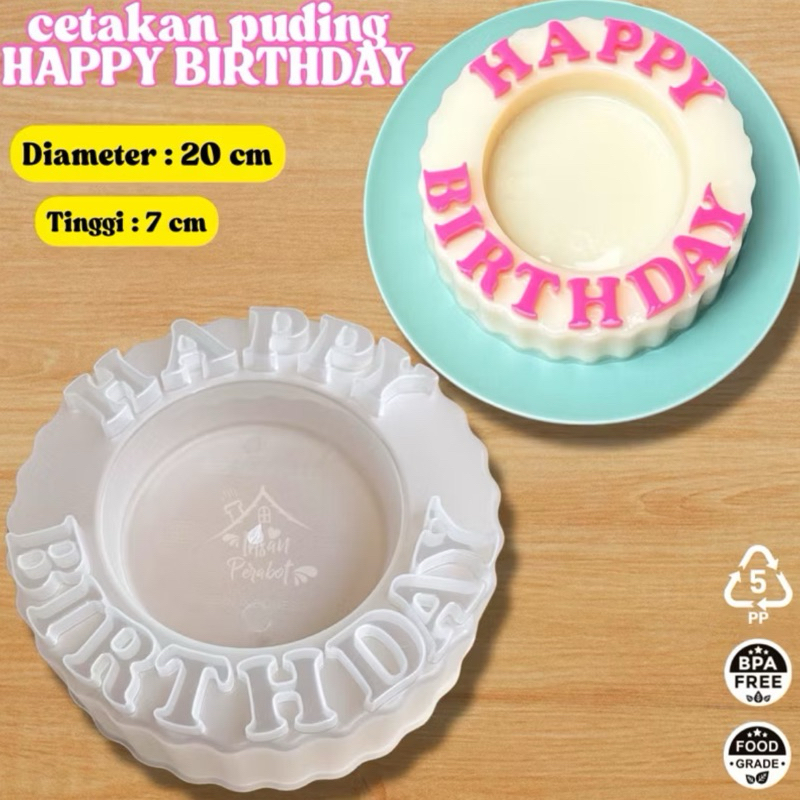 Jual READY STOK cetakan puding baru HAPPY BIRTHDAY bulat 20cm | Shopee ...