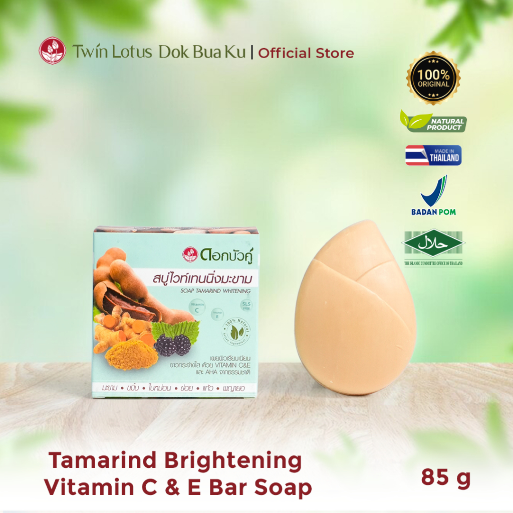 Jual Dok Bua Ku Tamarind Brightening Vitamin C & E Bar Soap | Sabun ...