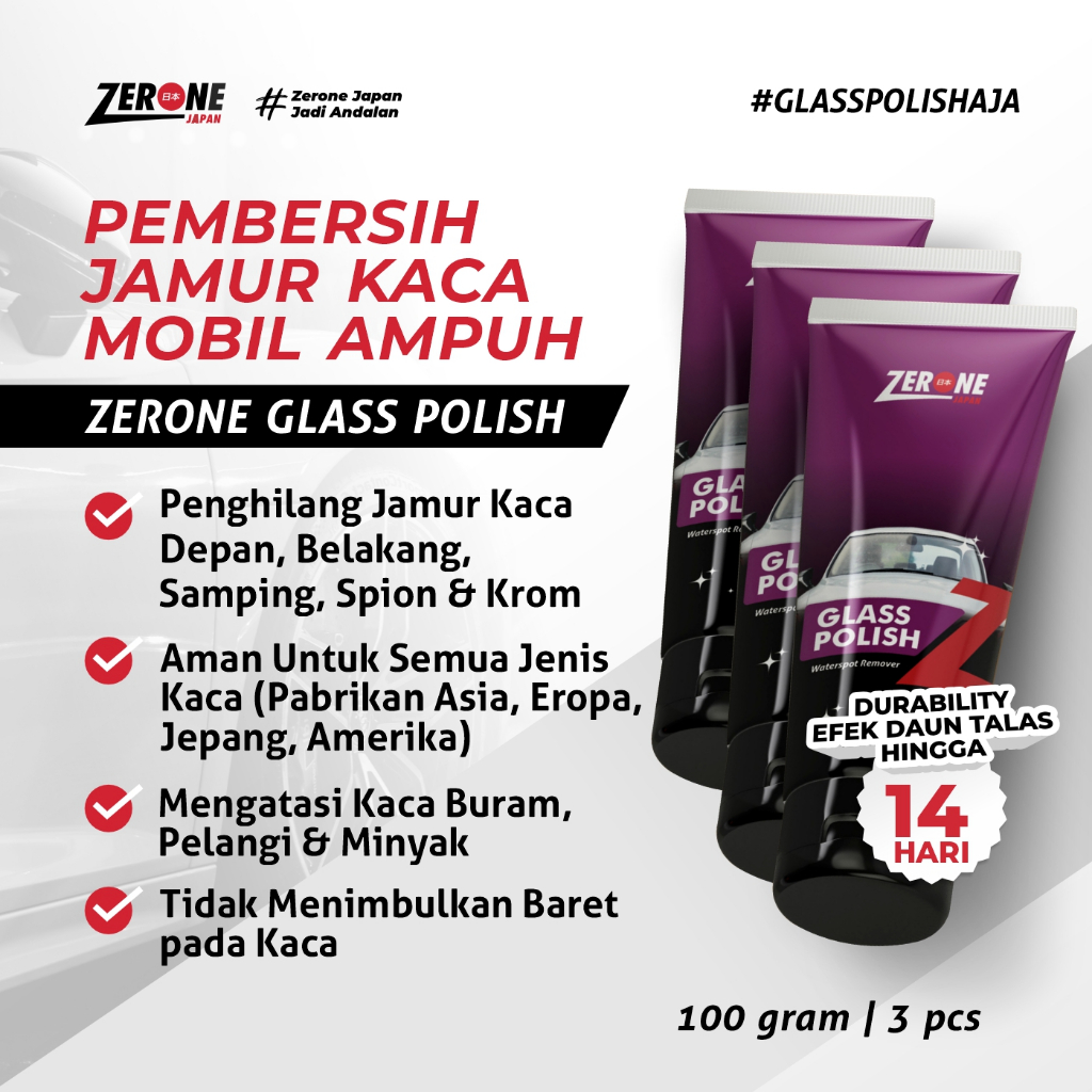 Jual Zerone Japan Glass Polish Pembersih Jamur Kaca Mobil Strong Clean ...