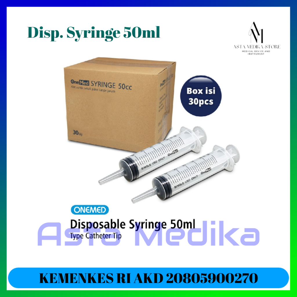 Jual Spuit 50cc Catheter Tip Onemed Perbox / Disposable Syringe Pump ...