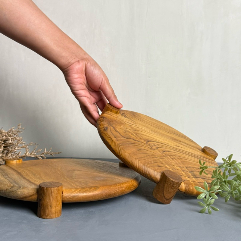 Jual Tataka - Wooden tray / Tatakan kayu Jati Estetik / Nampan Kayu ...