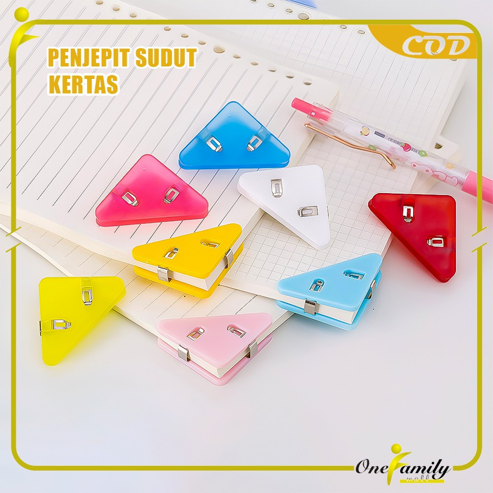 Jual ONE-A119 Paper Clip Segitiga Warna Warni aesthetic Klip Sudut ...