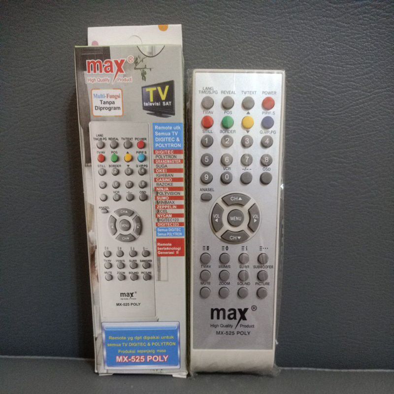 Jual Remote TV Polytron dan Digitec tabung Max MX-525Poly | Shopee ...