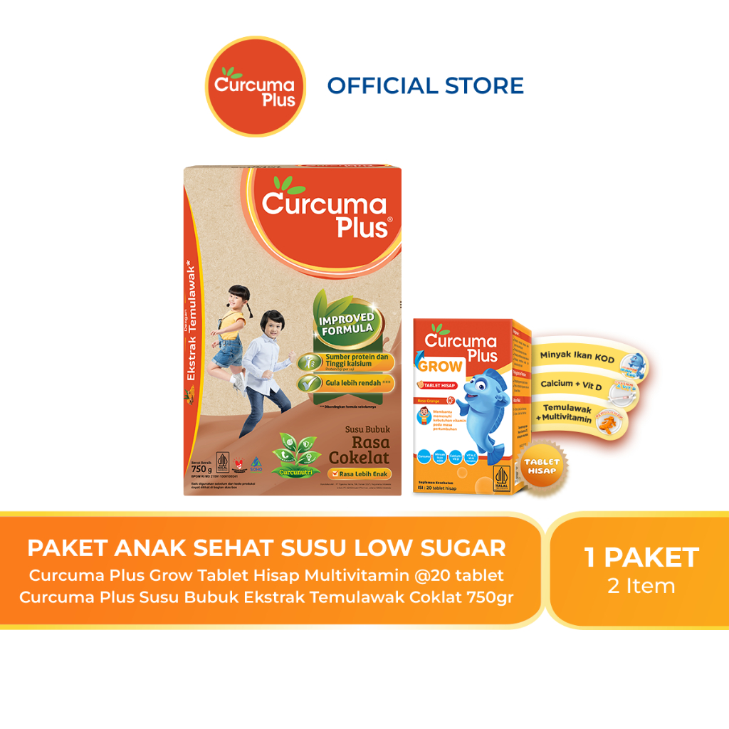 Jual Paket Anak Sehat Susu Rendah Gula dan Tinggi Protein (Curcuma Plus ...