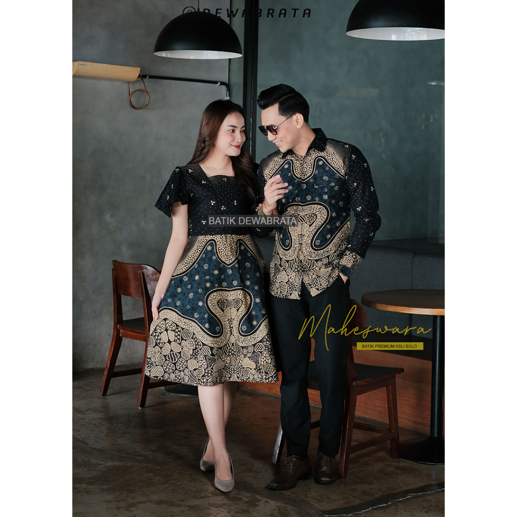 Jual Motif Maheswara Batik Couple Premium Modern Set Couple Kemeja Dress Couple Keluarga Batik ...