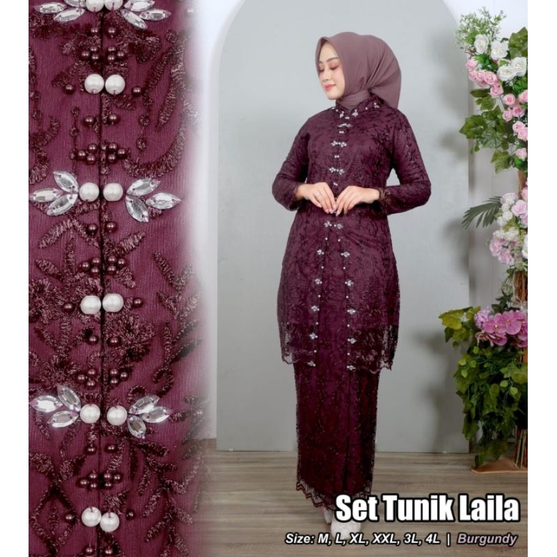 Jual LAILA//Set Kebaya Standar//Set Jumbo//Full Payet Dada //Rok Full Tille//Kebaya Full Tille ...