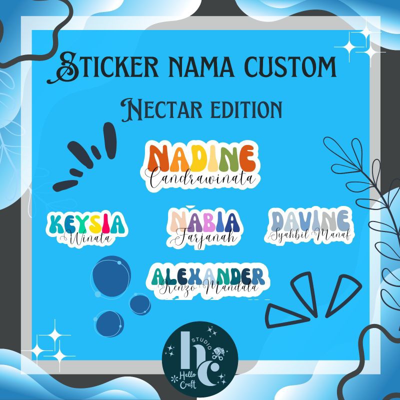 Jual Sticker nama custom/ sticker nama anak/sticker nama aesthetic ...