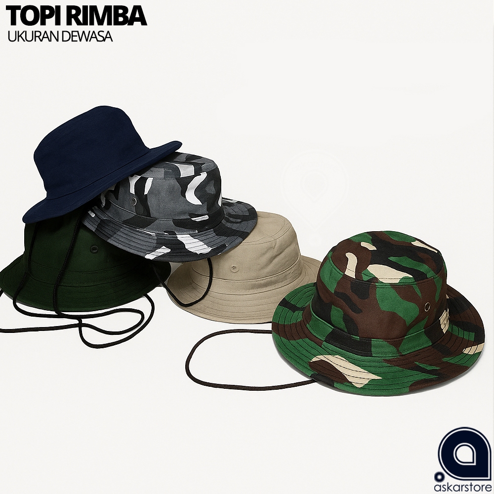 Jual TOPI RIMBA DEWASA OUTDOOR UNISEX | Topi Rimba Loreng Army & Polos ...