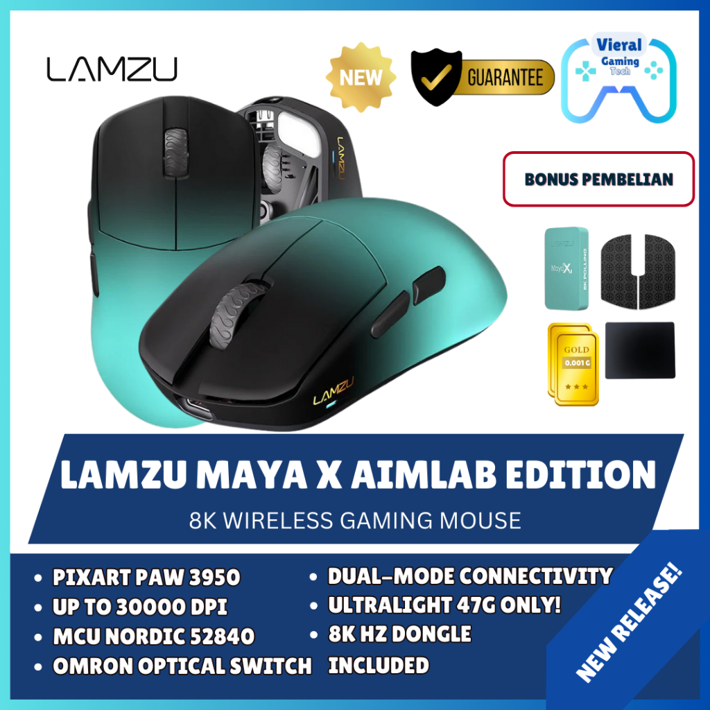 Jual Lamzu Maya X Aimlab Edition Wireless 8K Gaming Mouse Ultra Lightweight Pixart PAW 3950 ...