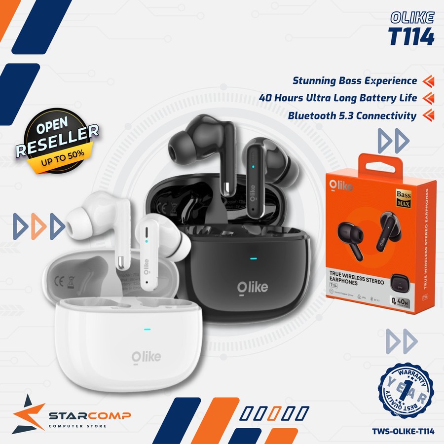 Jual Olike T114 True Wireless Earphones TWS - Superbass Bluetooth V5.3 | 40H Playtime | IPX4 ...
