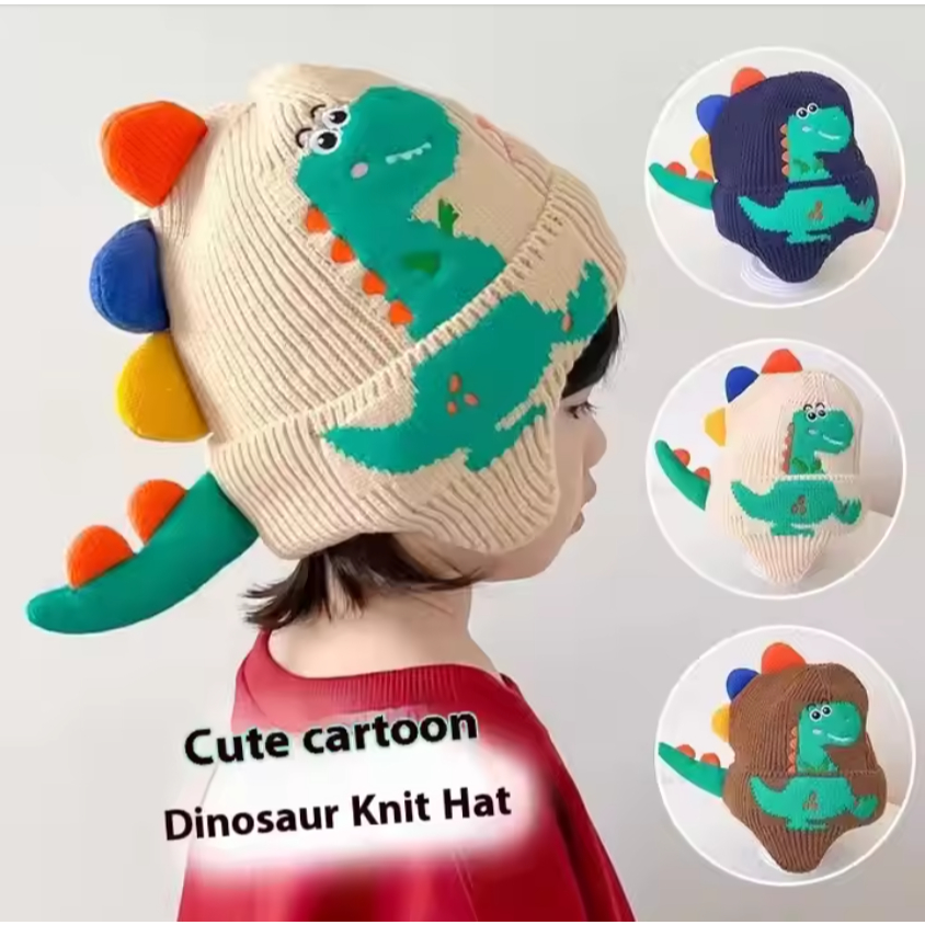 Jual Topi KUPLUK Rajut Anak Cute Kartun Little Dino Dinosaurus Knit Hat ...