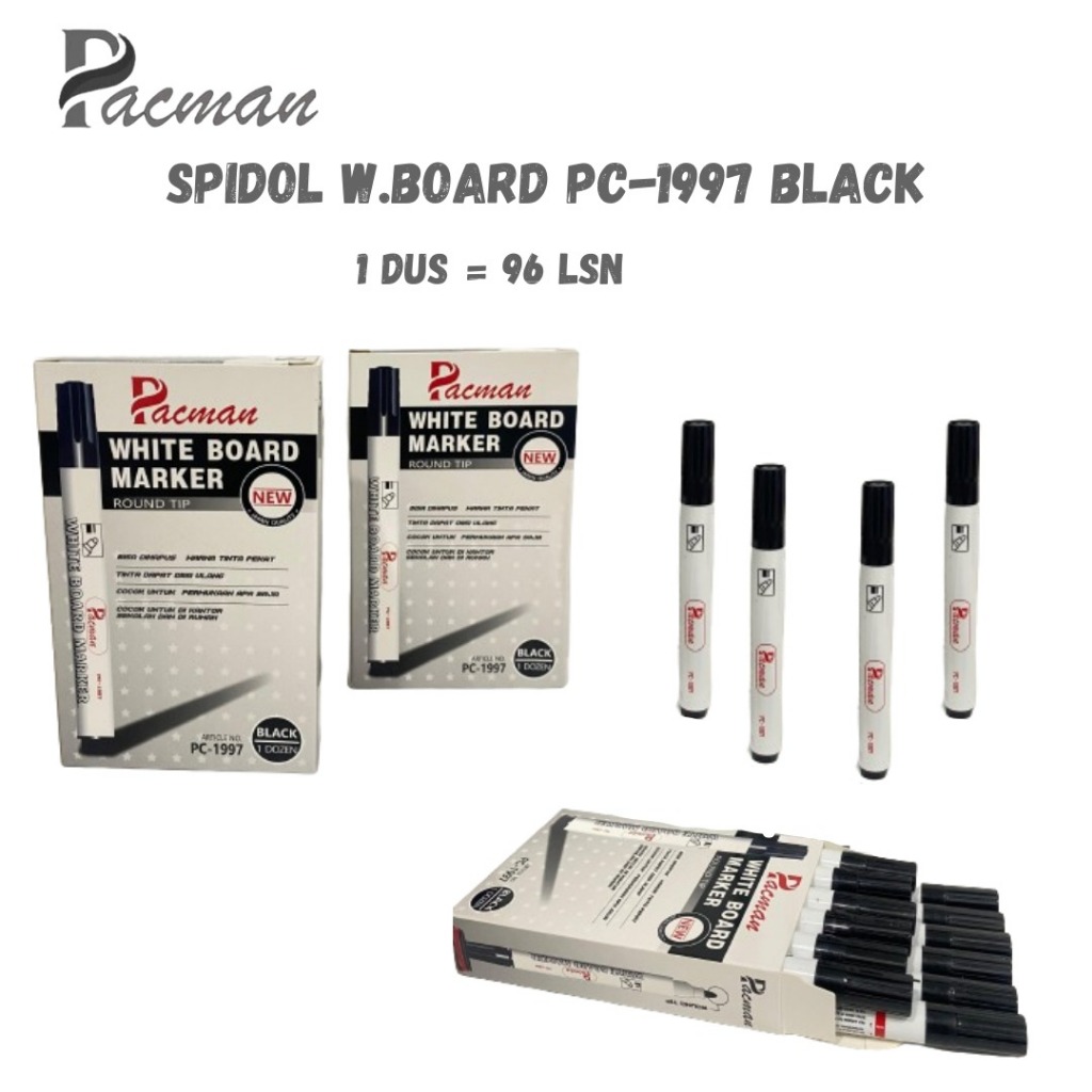 Jual [Isi 12 Pcs] Spidol White Board Marker Pacman PC-1997 - Round Tip ...