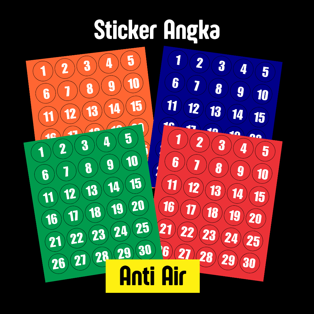 Jual CLAWS | STICKER ANGKA | Diameter 5 cm, 3 cm, 2 cm | Sticker Nomor ...