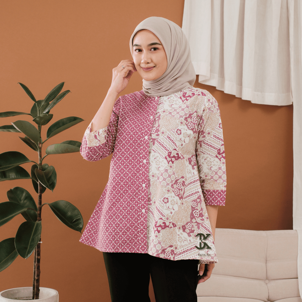 Jual Baju Batik Wanita Modern Atasan Blouse Batik Kerja Kantor Wanita ...