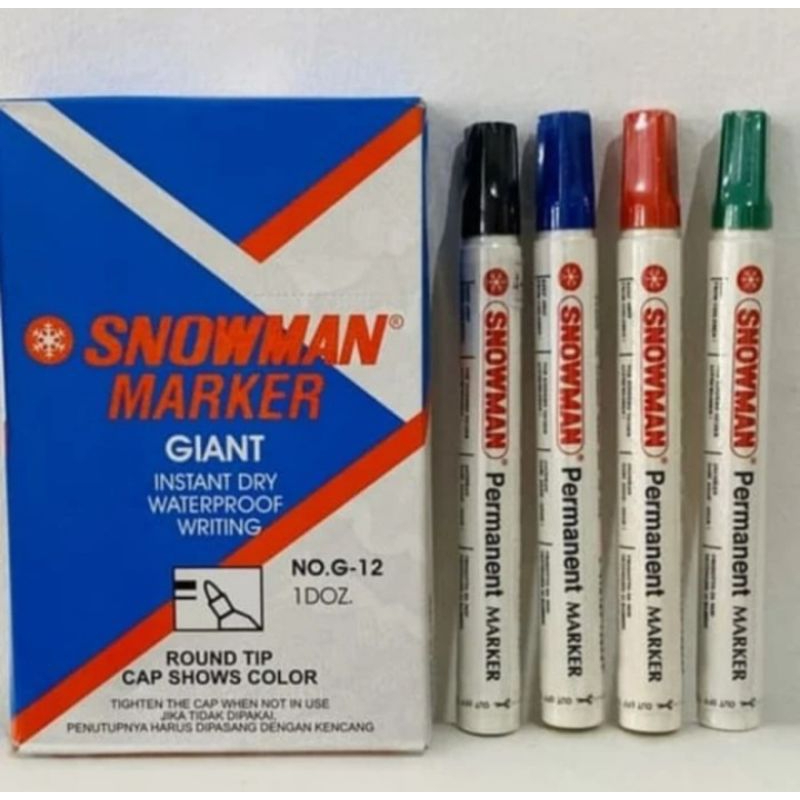 Jual Snowman Spidol Permanent Marker G-12 Biru / Hijau / Hitam / Merah ...
