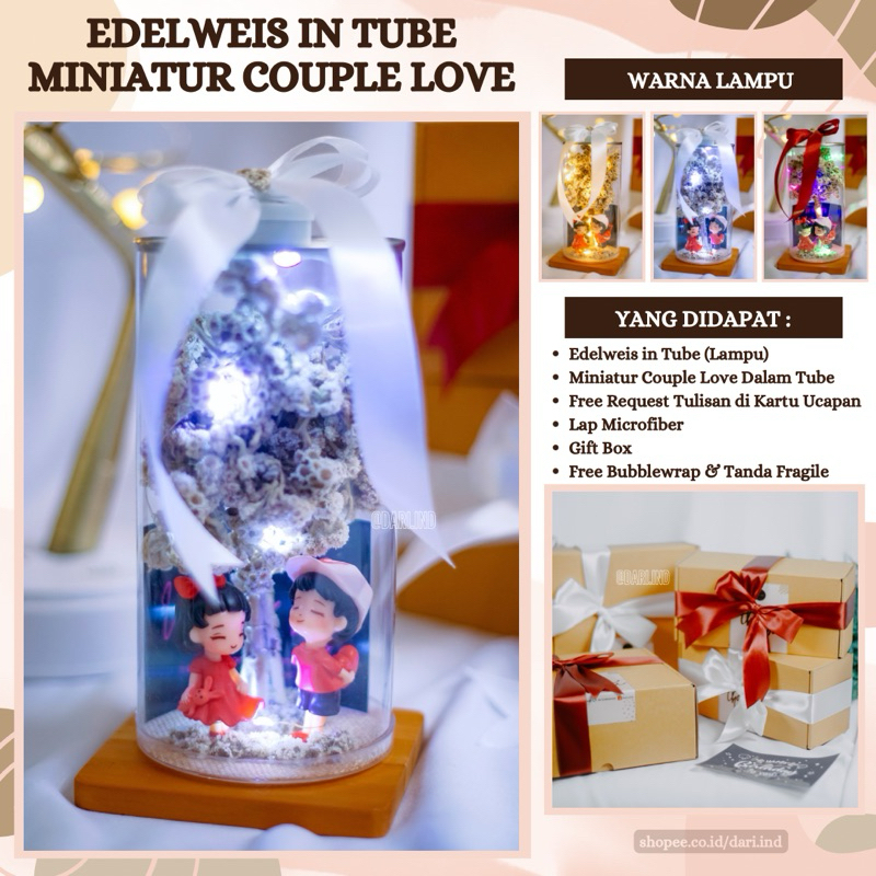 Jual KADO UNTUK PASANGAN Flower In Tube + Miniatur Couple Love / Hadiah ...