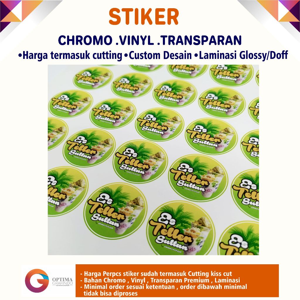 Jual Cetak Stiker Chromo Vynil Transparan. Stiker label produk custom ...