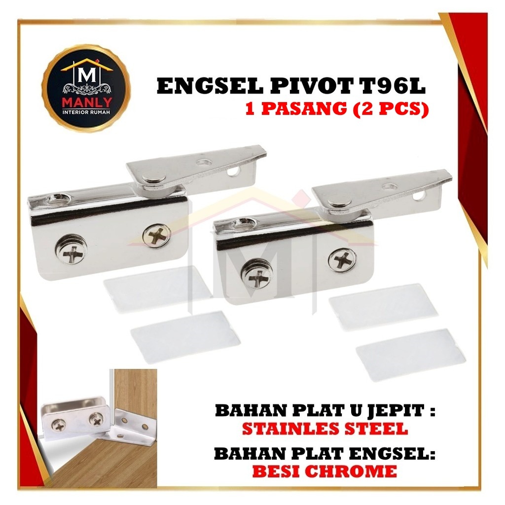 Jual Engsel Pintu Lemari Pivot Kaca Kayu Penjepit Kaca T96L Plat Besar ...