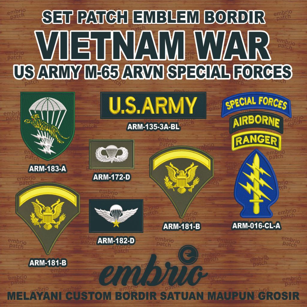 Jual ARM-198 Emblem Bordir Jaket M65 VIETNAM WAR US Army M-65 ARVN ...