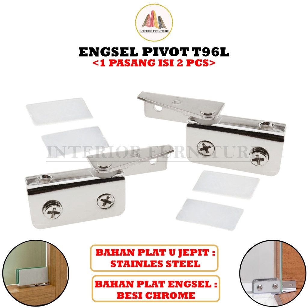 Jual Engsel Pivot Jepit Kaca Stainless Penjepit Kaca T96L Keramik Hinge ...