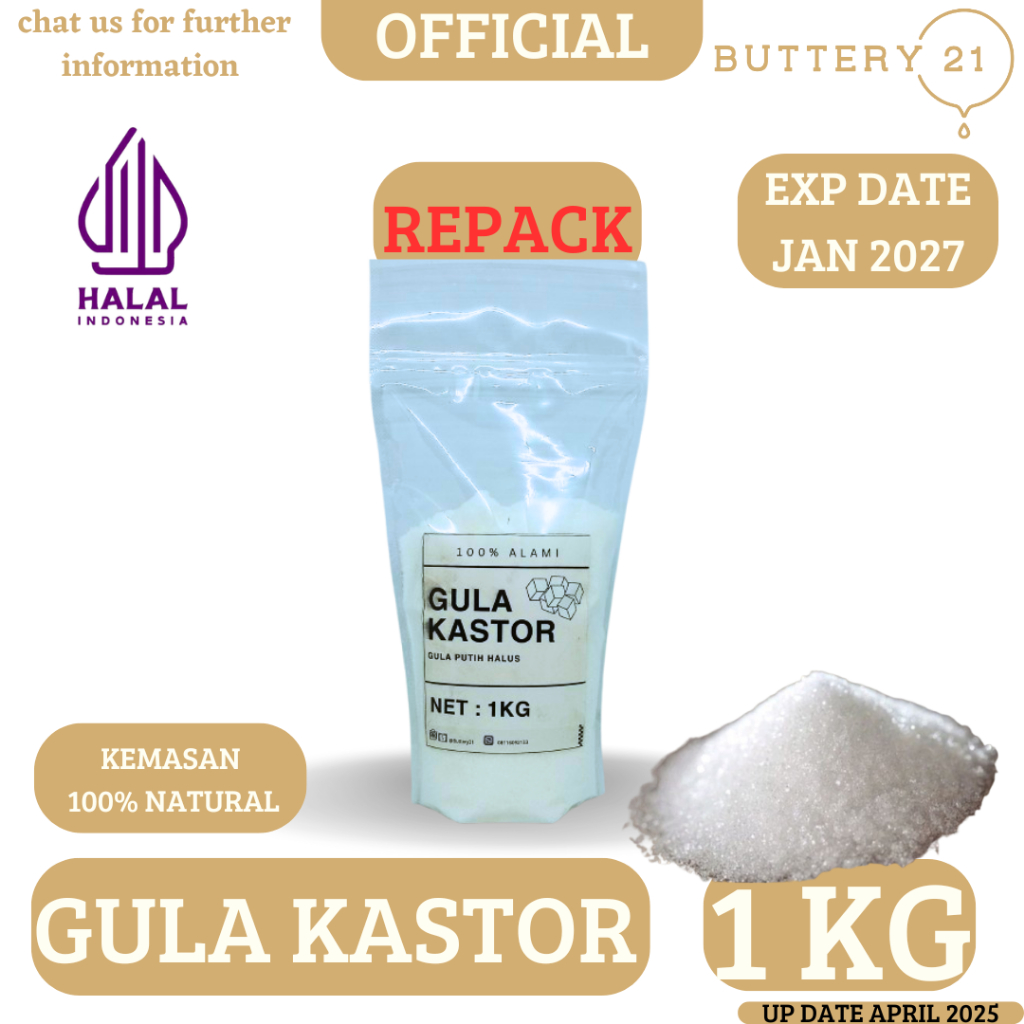 Jual CASTER SUGAR 1 KG/GULA KASTOR /GULA KASTER/GULA PASIR HALUS/REPACK ...