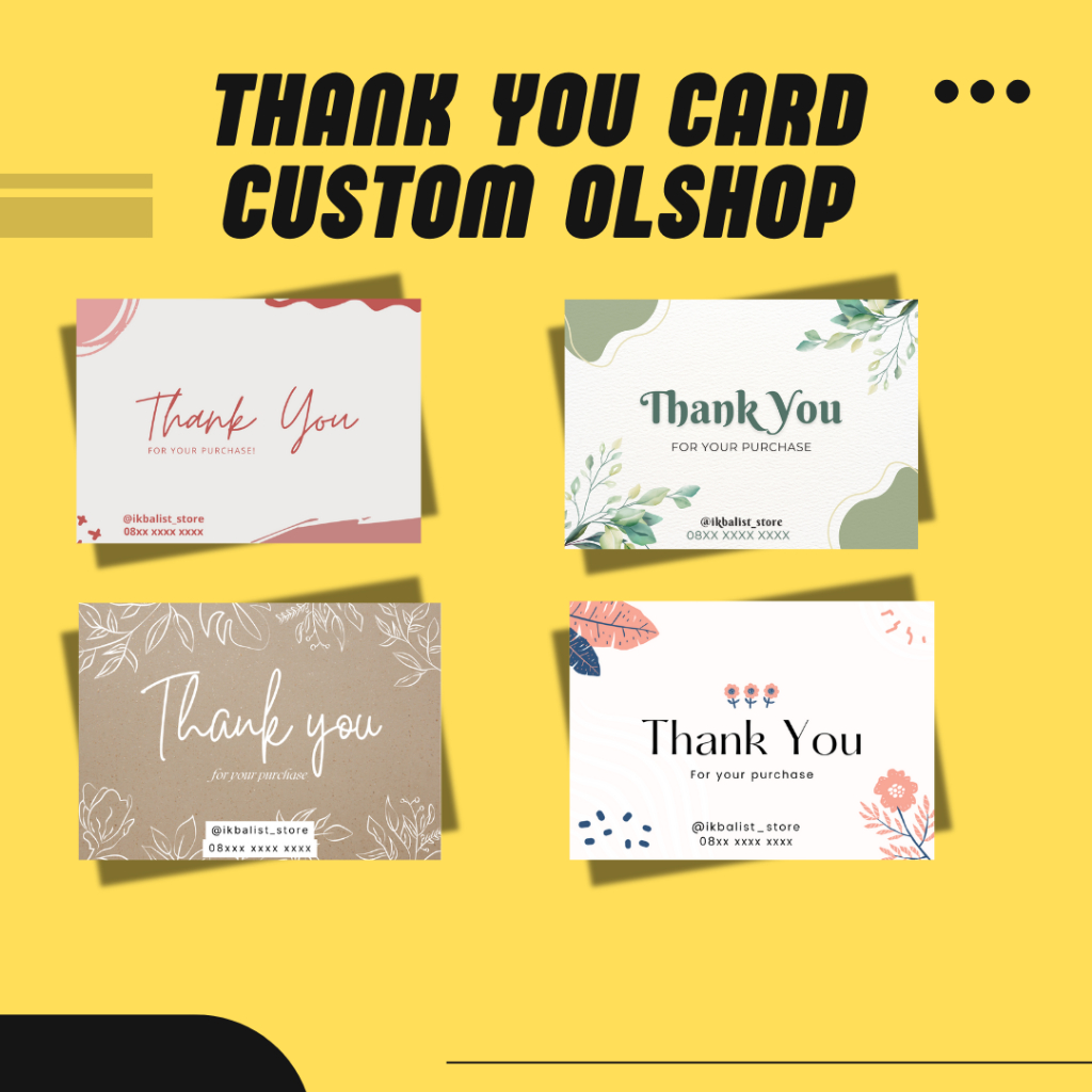 Jual Kartu Ucapan Terima Kasih Custom Thank You Card Cetak Nama & Logo untuk Wedding, Online ...