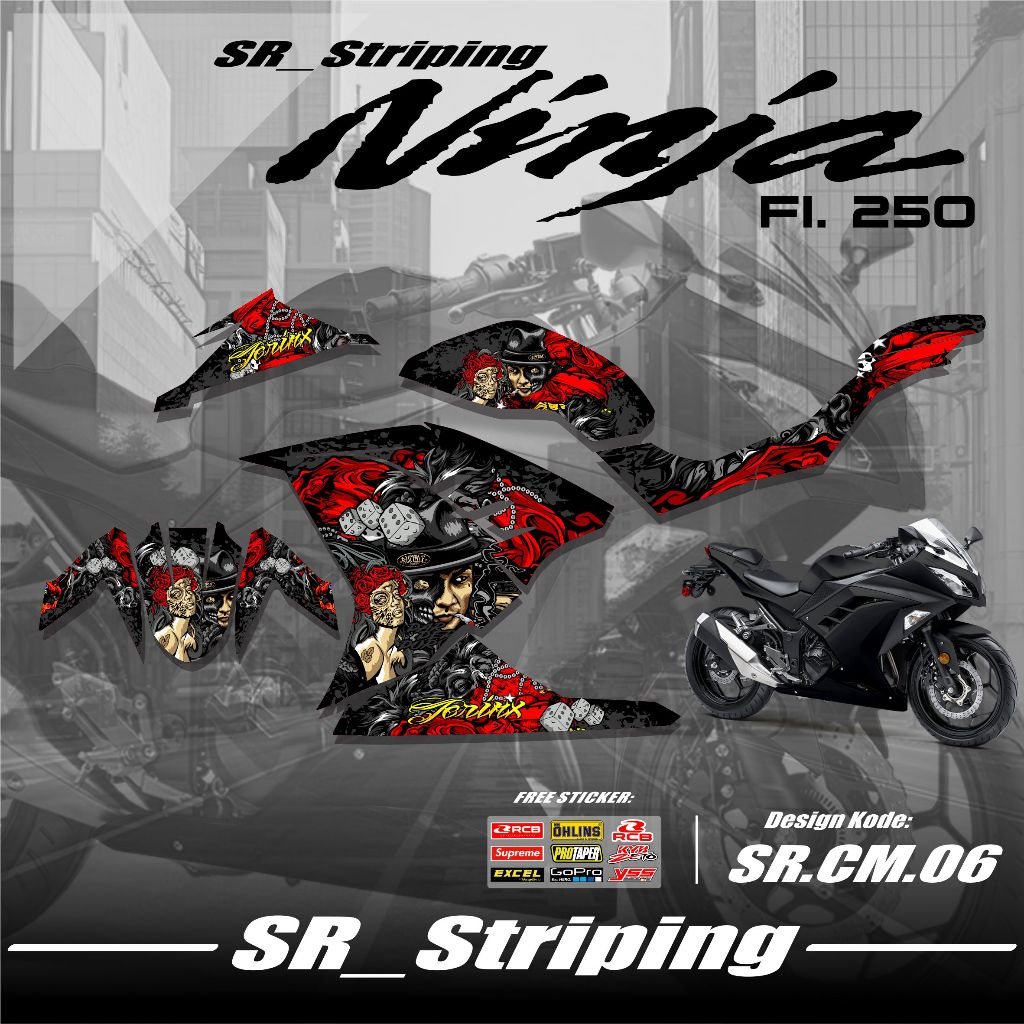 Jual (COD) Striping Ninja Fi 250 Variasi - Sticker Stiker Variasi Motor ...