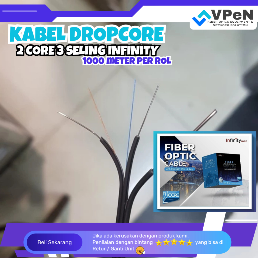 Jual Kabel Fiber Optic Infinity 2 Core 3 Seling 1000 Meter | Shopee ...