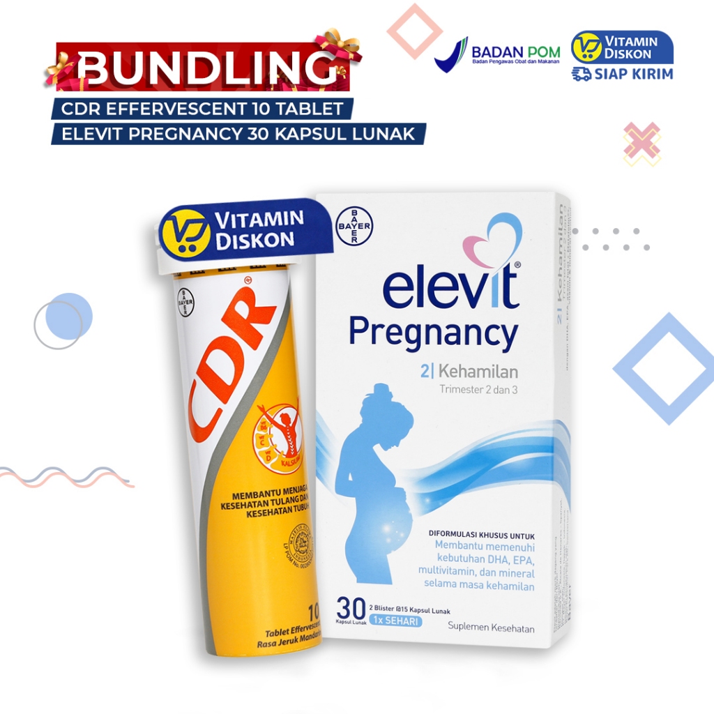 Jual PREGNANCY PACK ELEVIT PREGNANCY 30 KAPSUL LUNAK + CDR EFFERVESCENT ...
