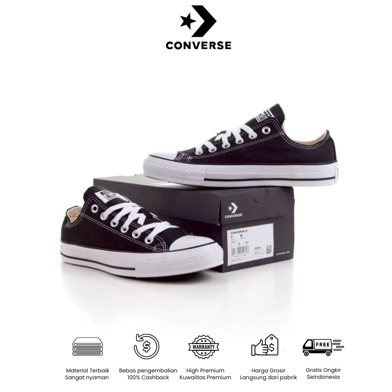 Jual Sepatu Converse Allstar Low Black White Pria Wanita Sepatu Sekolah ...