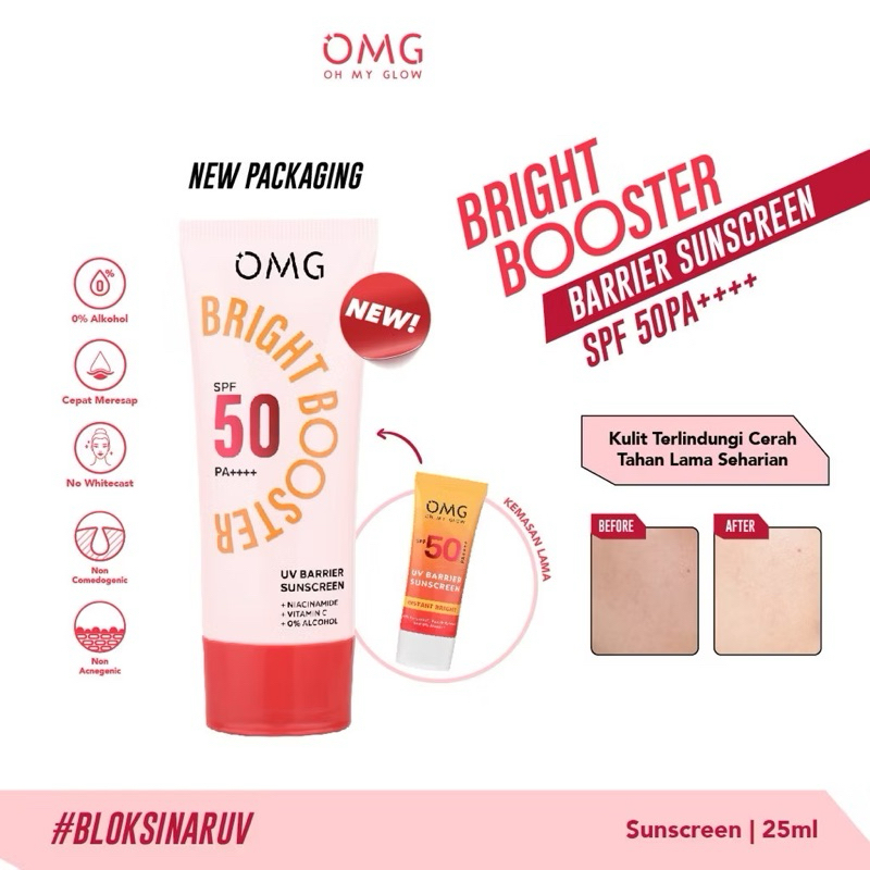 Jual OMG Oh My Glow Uv Barrier Sunscreen SPF 50 PA++++ 25ml | Shopee Indonesia