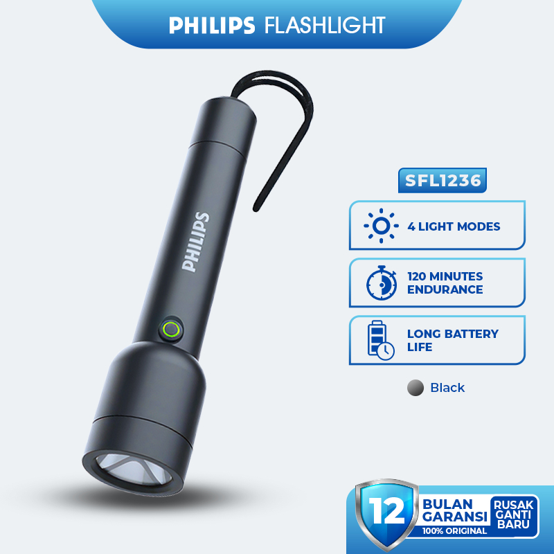 Jual Philips - Senter Rechargeable Flashlight With Hand Rope Black ...