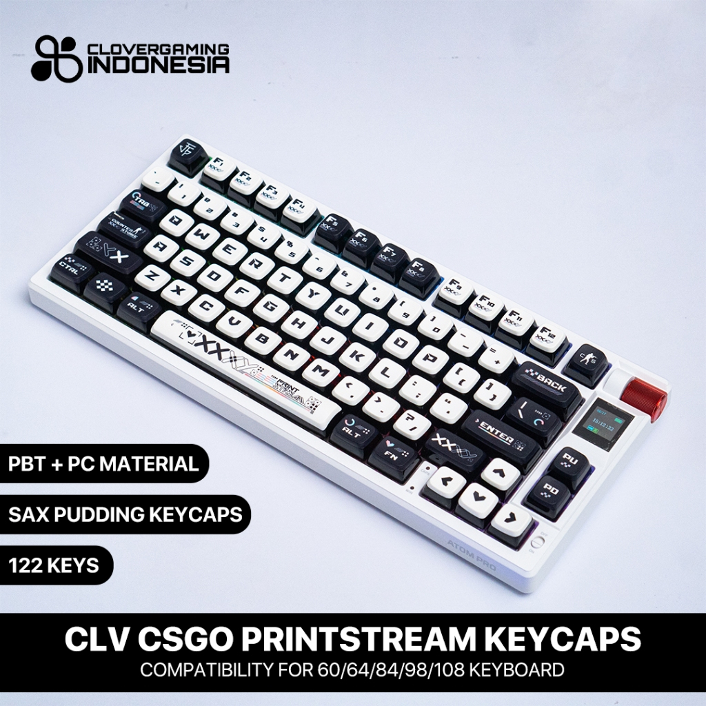 Jual CLV Keycaps CSGO Printstream Boxed Black White Counter Strike CS2 ...
