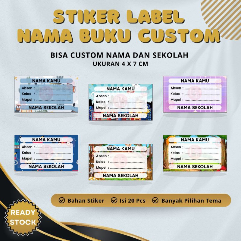Jual [ISI 20 PCS] Stiker Label Nama Buku Custom Nama / Stiker Label ...