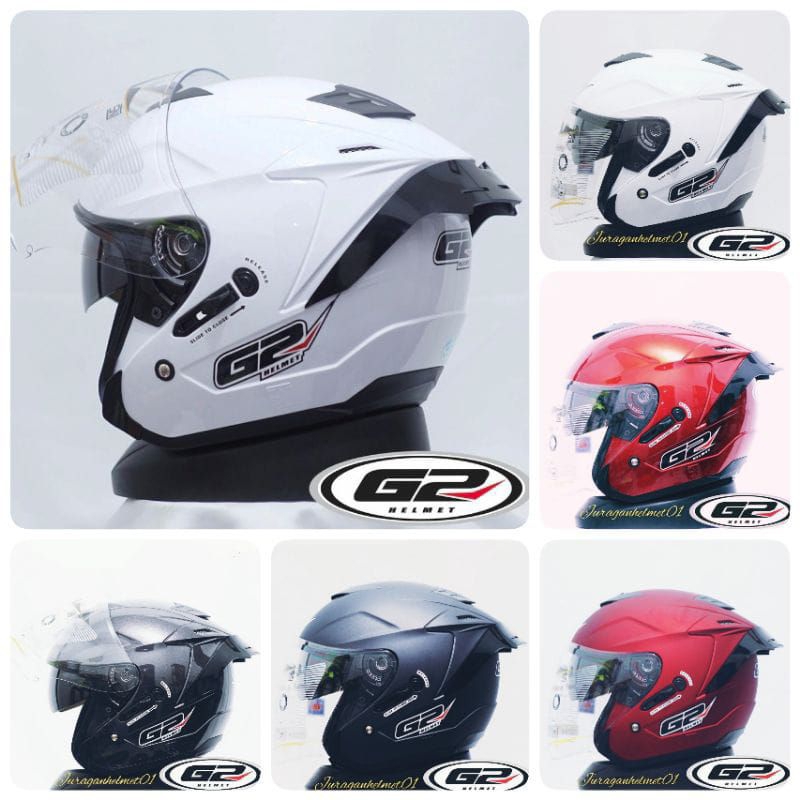 Jual HELM G2 OPTIMAX SOLID WHITE DARK GREY DOFF BLACK+SPOILER DOUBLE ...