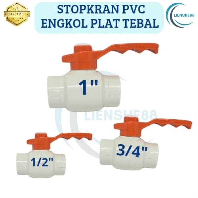 Jual Stop Kran Ballvalve Pvc Plat Tebal Engkol 1/2" 3/4" 1" | Shopee Indonesia