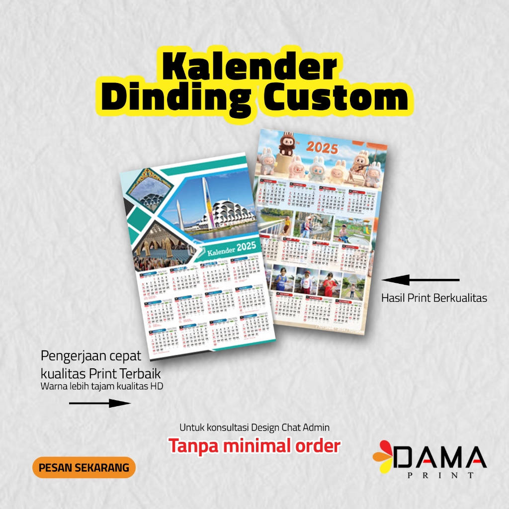 Jual KALENDER DINDING CUSTOM / KALENDER 1 LEMBAR / KALENDER JEPIT SENG ...
