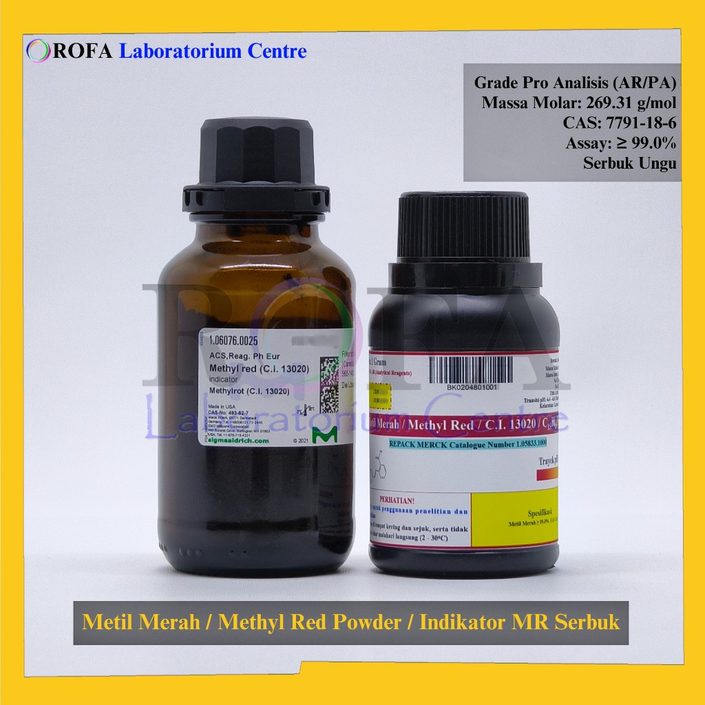 Jual Metil Merah / Methyl Red Powder / Indikator MR Serbuk Pro Analisis Eceran | Shopee Indonesia