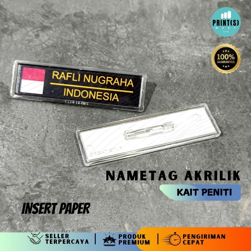Jual Papan Nama Dada Pin Nama Name Tag dada Custom Acrylic Insert Paper ...
