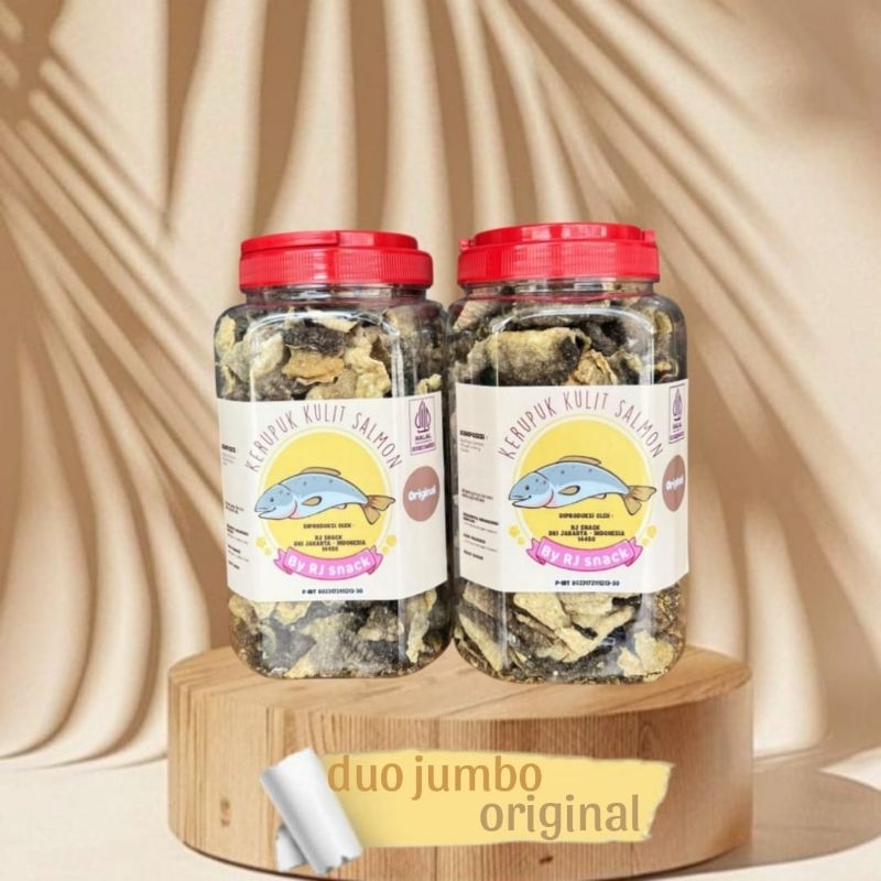 Jual Duo Jumbo Original 220gr Kerupuk Kulit Ikan Salmon atau Fish skin ...