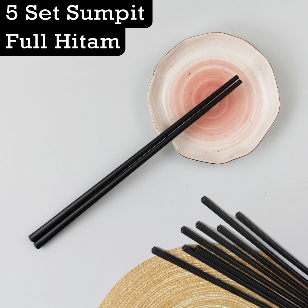 Jual 5set PREMIUM Full Hitam Sumpit Restoran Model Pentul Restaurant ...