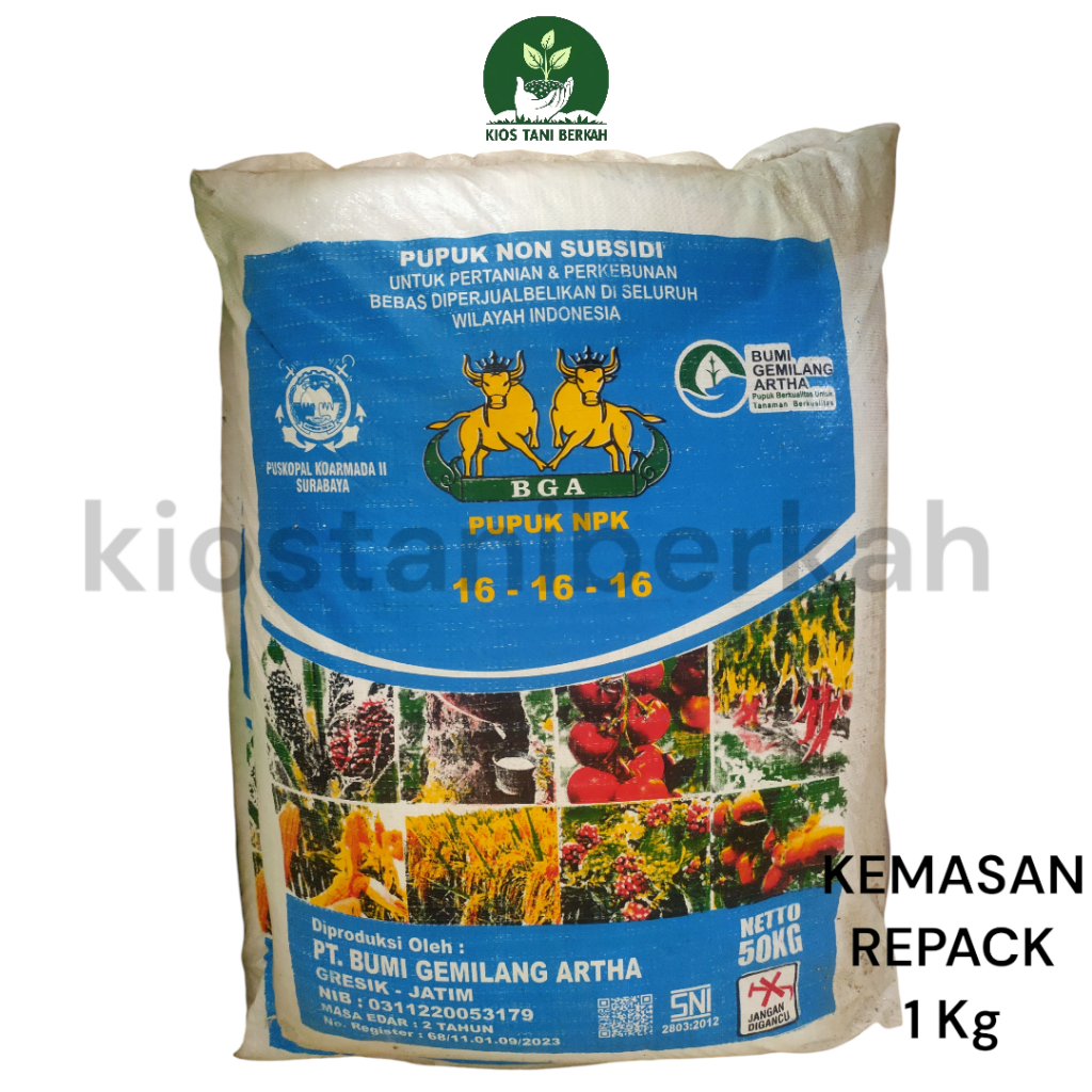 Jual PUPUK NPK 16 16 16 NON SUBSIDI | KEMASAN REPACK 1 Kg | Shopee ...
