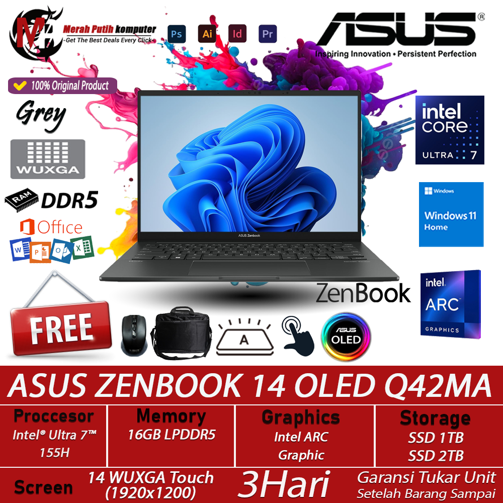 Jual Laptop Asus Zenbook 14 Q425MA Intel Ultra 7 155H 16GB 2TB SSD 14 ...