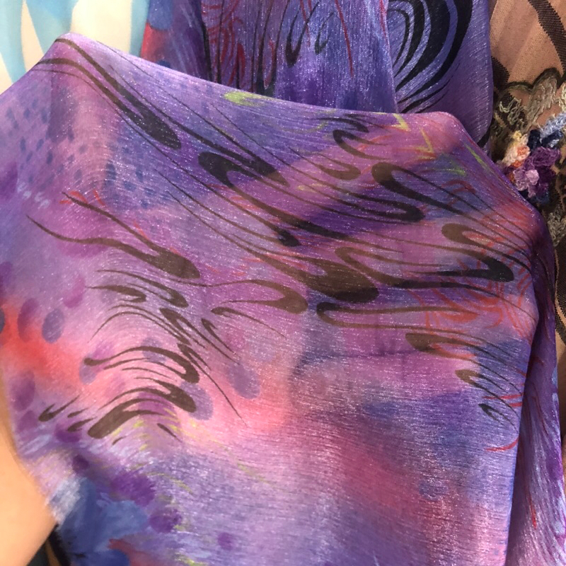 Jual kain sifon sutra motif - kain sifon sutra motif abstrak - kain ...