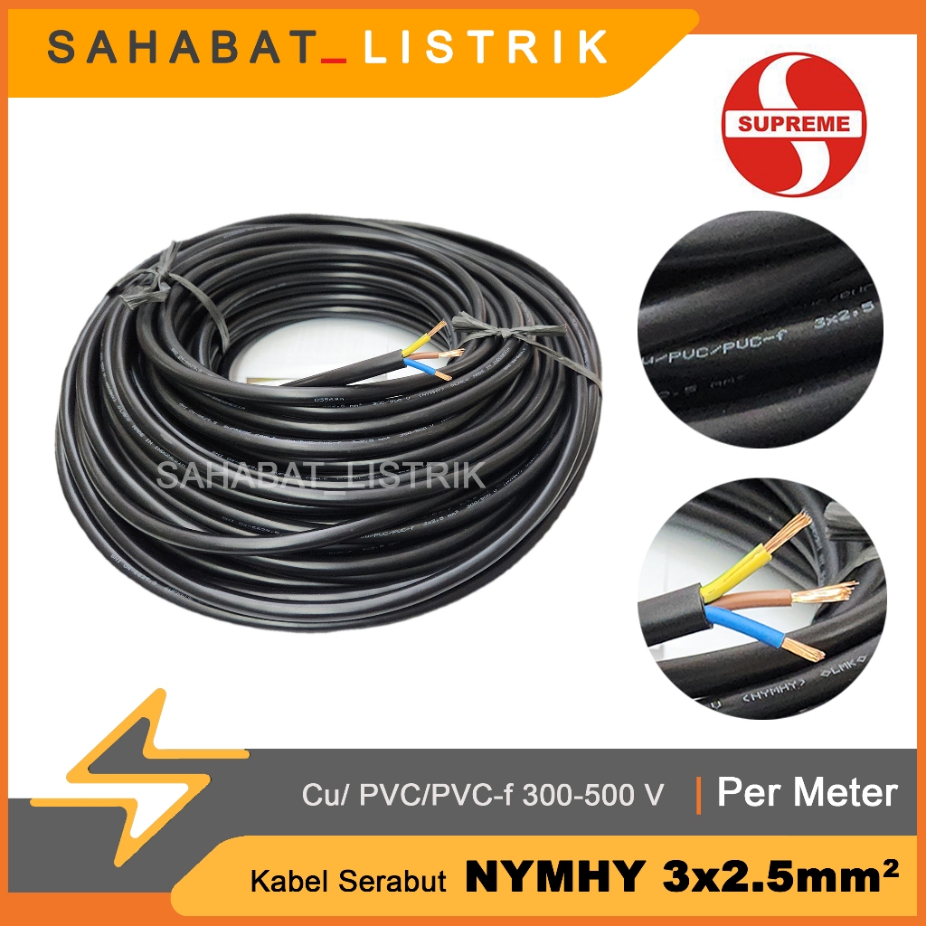 Jual KABEL LISTRIK SUPREME SERABUT NYMHY BLACK/ 3X2.5 3X2,5 ECER METERAN. (NAMA LAMA NYYHY 3X2.5 ...