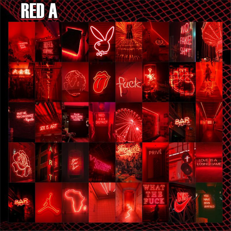 Jual poster aesthetic red neon size A5 | Shopee Indonesia